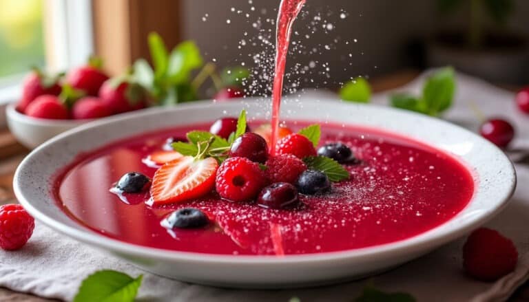 Soupe de Fruits Rouges : L'Élégance Pétillante du Champagne